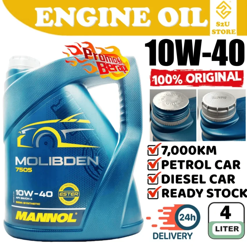 Original Mannol Engine Oil 10W40 Semi Synthetic Minyak Hitam Enjin ...